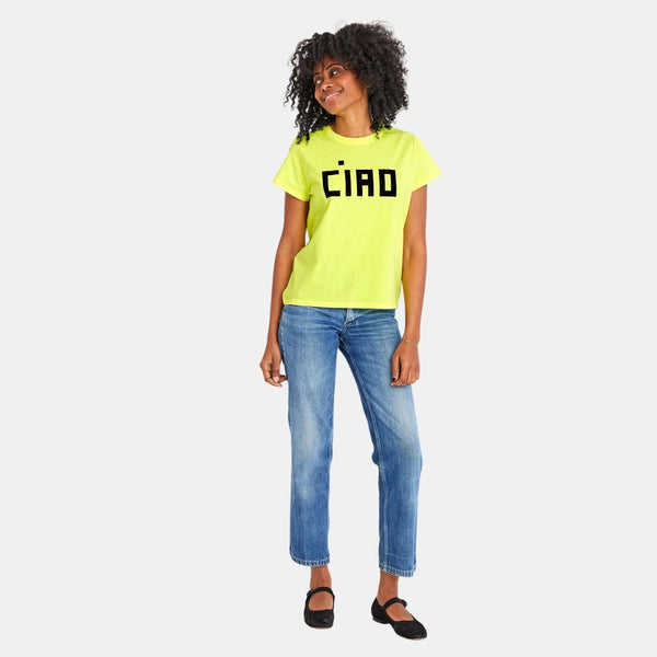 Good Neighbour | Clare V. "Block Ciao" Classic Tee (Neon Yellow)