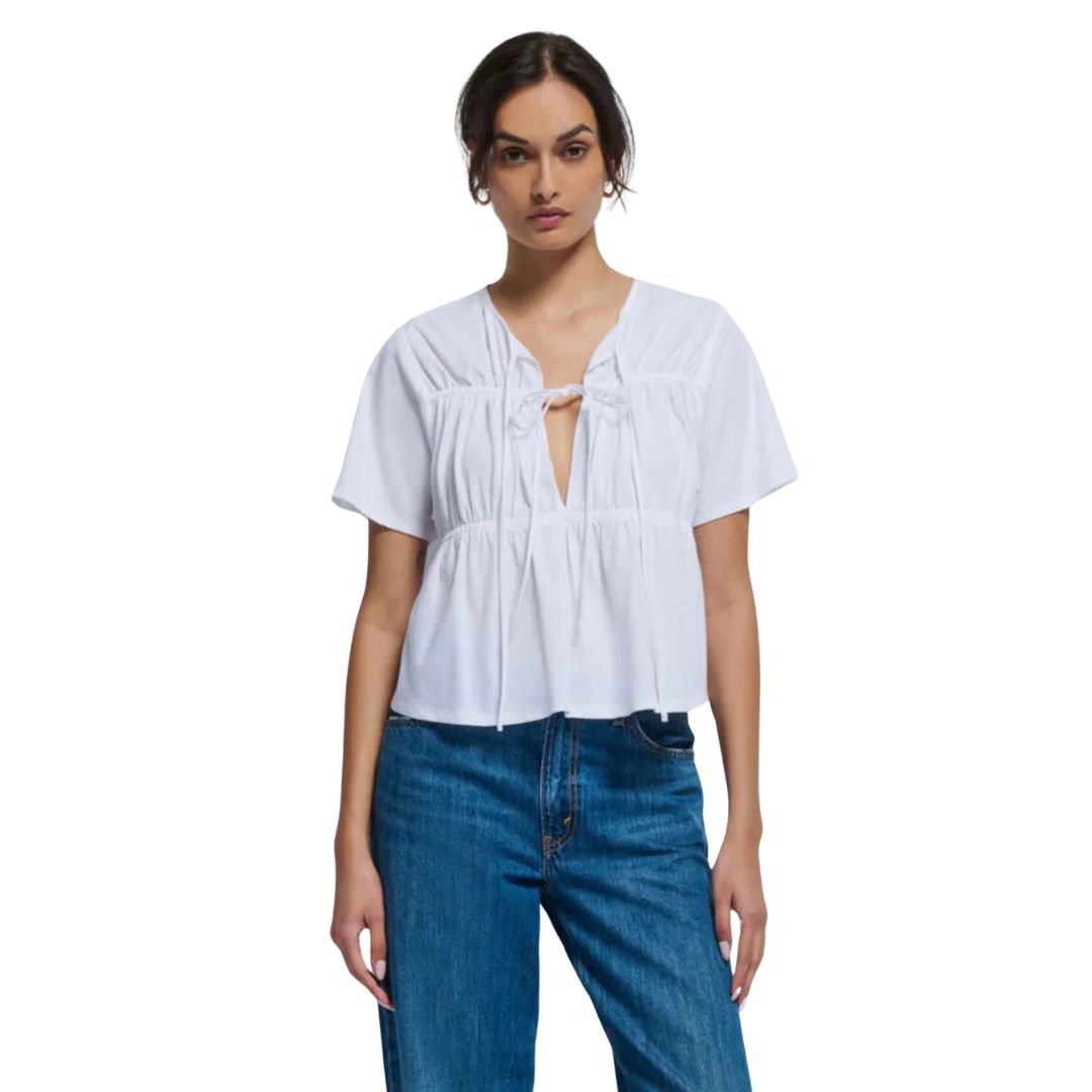 Good Neighbour | Nation Robin Tie Front Tee (White)